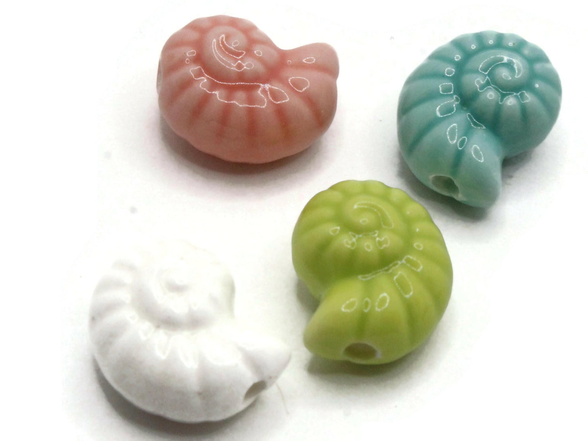 4 14mm Mixed Color Porcelain Spiral Seashell Beads – Smileyboy Beads