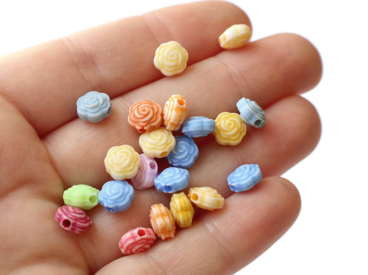 100 8mm Small Plastic Mixed Color Rose Flower Beads – Smileyboy Beads
