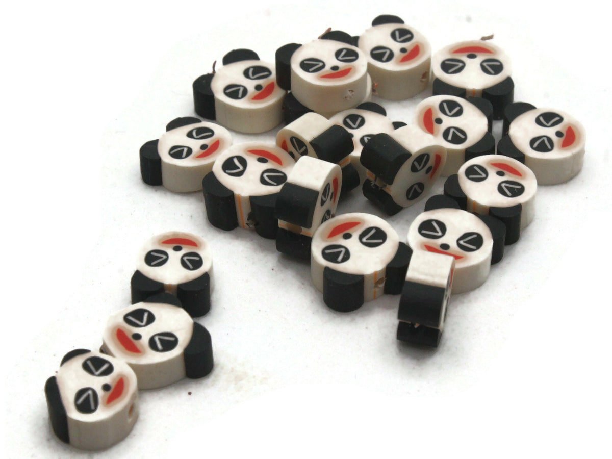 20 Black and White Panda Bear Head Miniature Animal Polymer Clay Beads ...